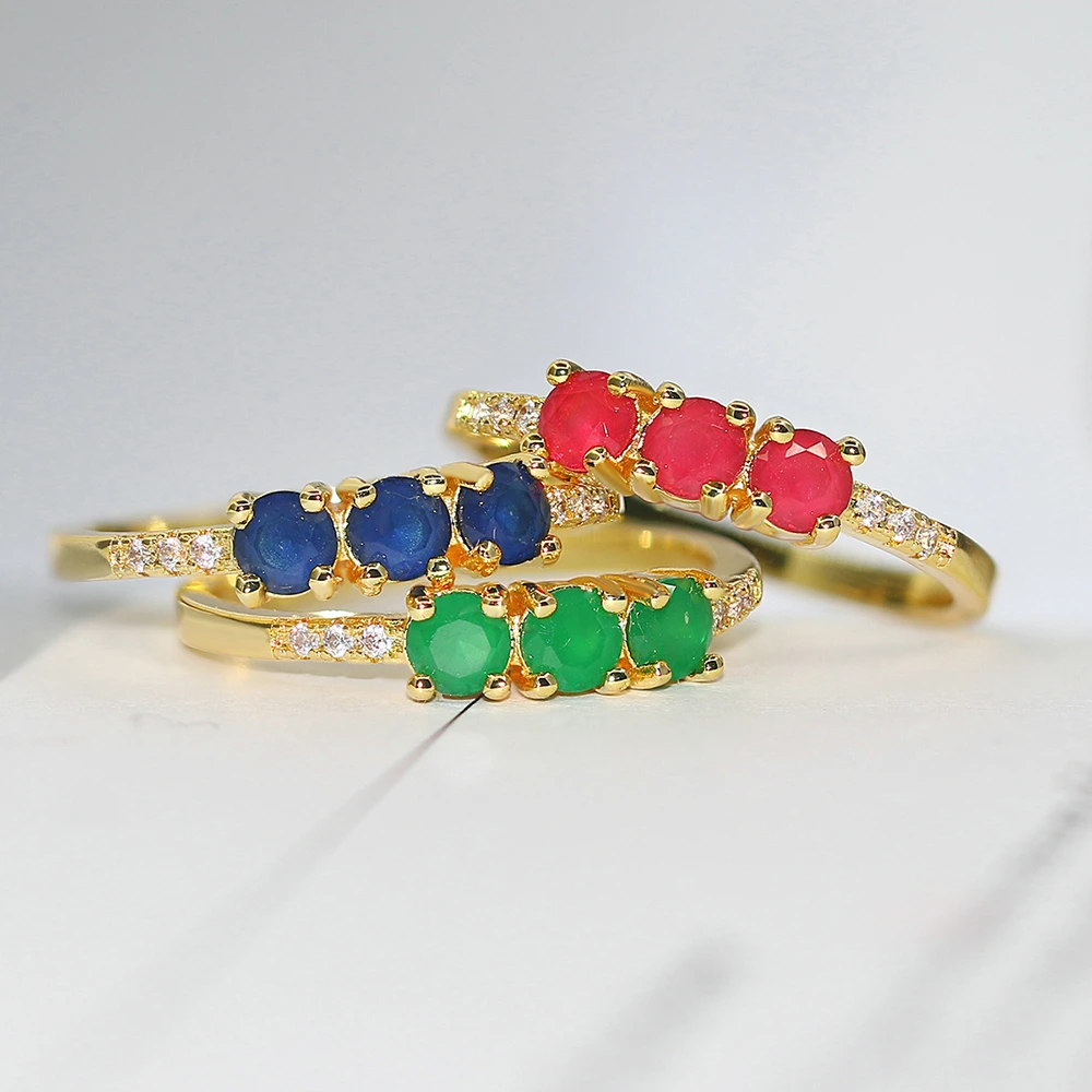 Rings-For-Women-Unique-Sweet-Multicolor-Candy-Stone-Light-Gold-Color ...