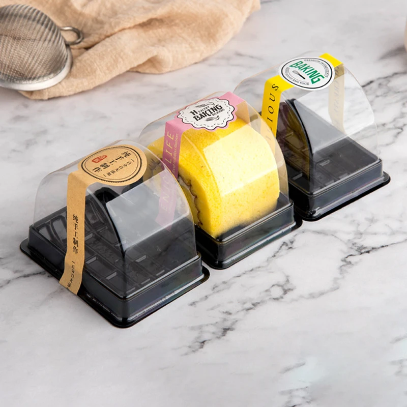 100pcs Plastic Clear Transparent Gift Box Egg-yolk Puff Container Moon ...