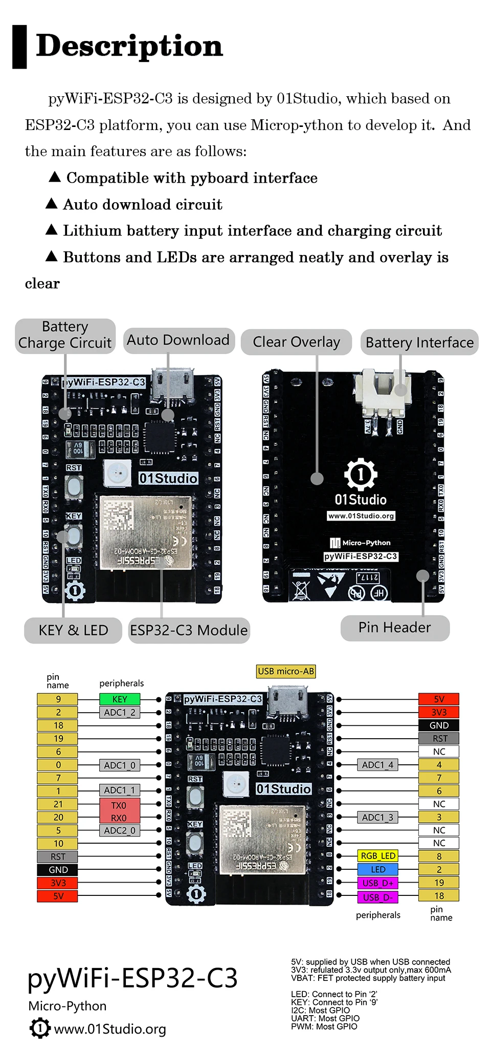 MicroPython ESP32-C3 무선통신 개발보드 [pyWiFi-ESP32-C3] / 디바이스마트