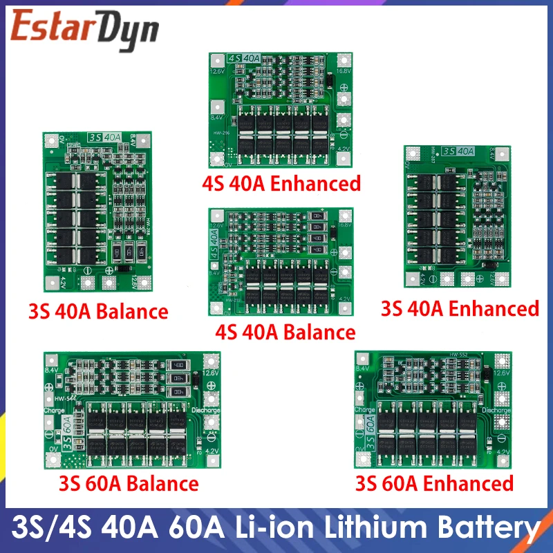 3s 4s 40a 60a Li-ion Lithium Battery Charger Protection Board 18650 Bms ...