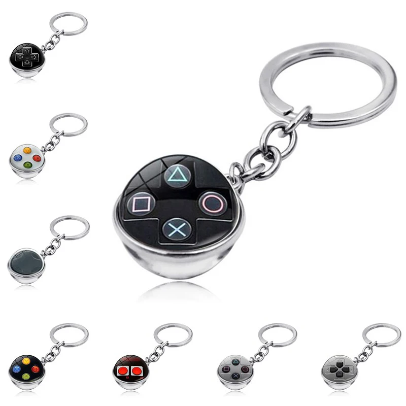 Game Controller Pattern Double Sided Glass Ball Keychain Pendant ...