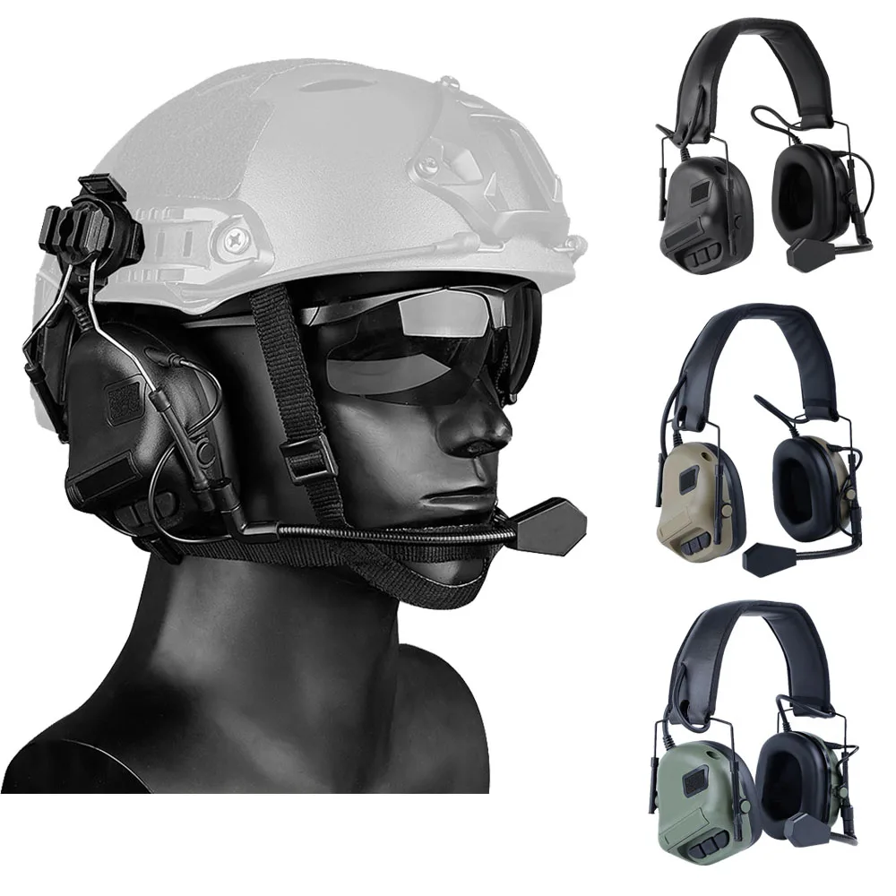 Tactical Headset Military Noise Reduction Headphone Airsoft Paintball ...