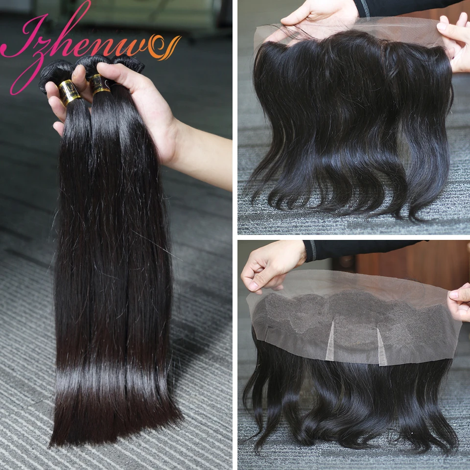 Hd cabelo humano brasileiro transparente 3 pacotes com fechamento ...
