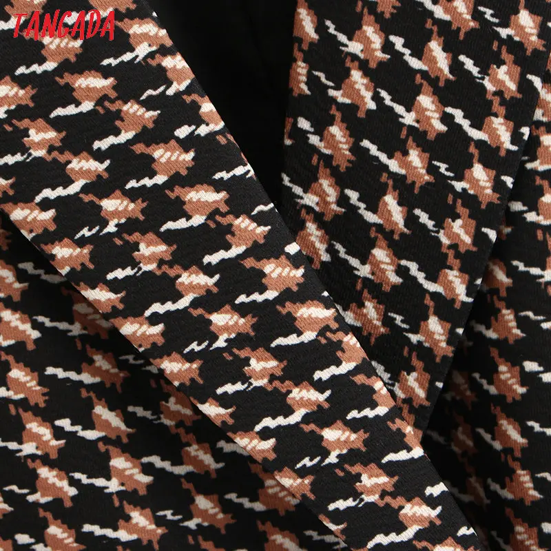 Tangada женское элегантное платье блейзер с принтом с длинным рукавом и пуговицами винтажный