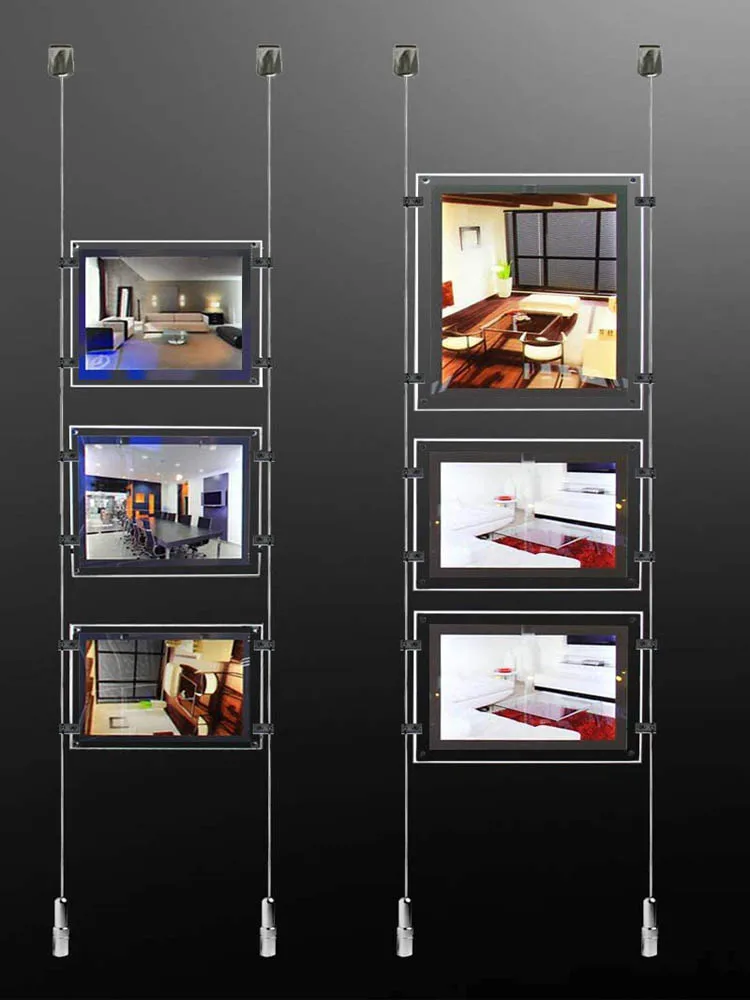 (10 Units / Column) A3 Storefront Cable Suspended Backlit LED Window ...