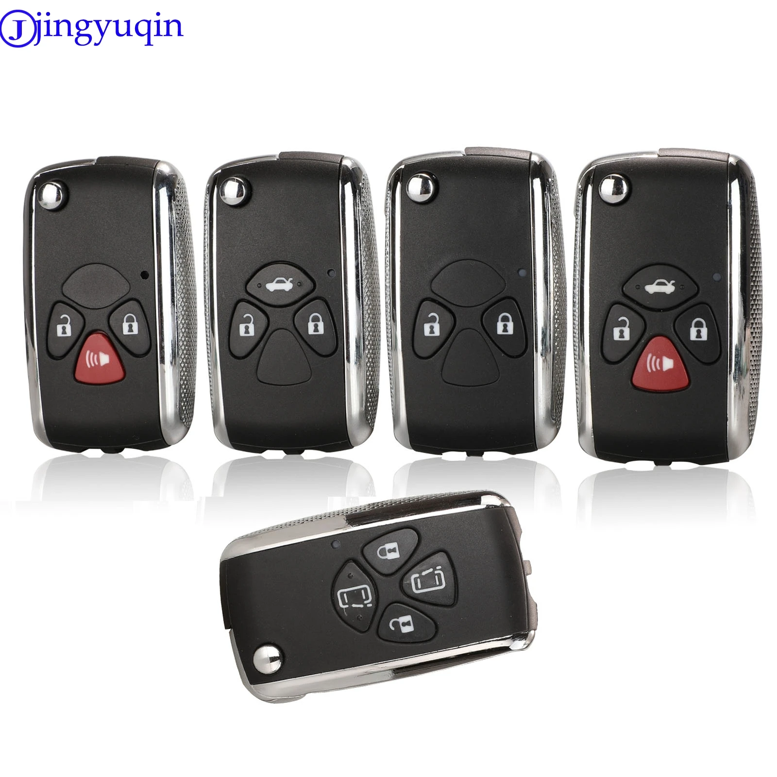 jingyuqin 2/3/4 Buttons Modified Flip Remote Car Key Shell Fob Case For ...