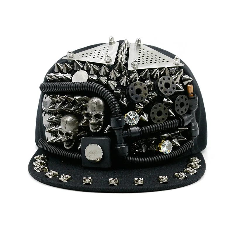 Men-Women-Skull-Metal-Rivets-SunShade-Baseball-Cap-Snapback-Summer ...