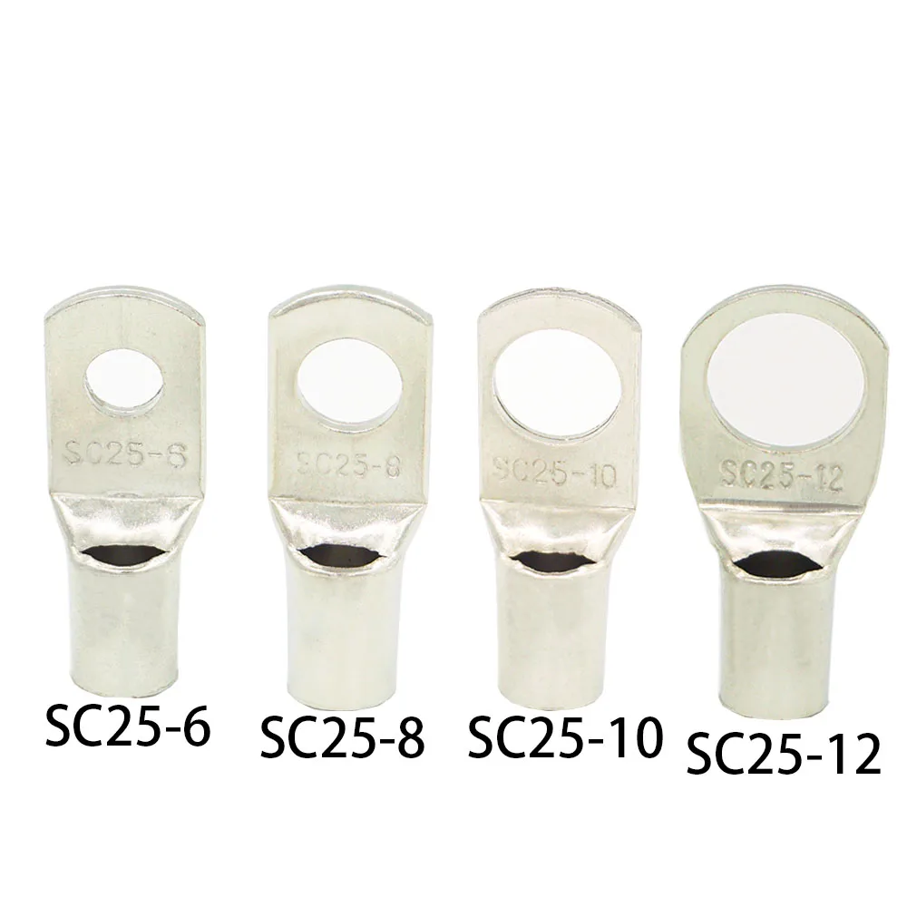 10PCS/5PCS SC25-6 25-8 25-10 25-12 Copper Cable Lug Kit Bolt Hole ...