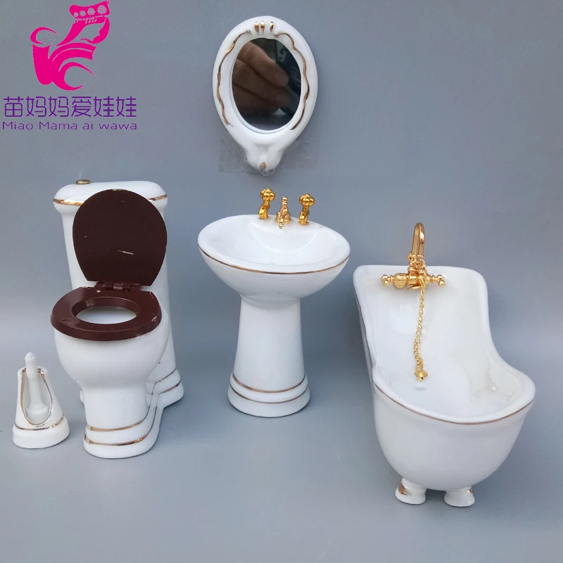 Mini salle de bain pour maison de poupée, bricolage, accessoires pour Barbie Blythe 1/6 BJD ...