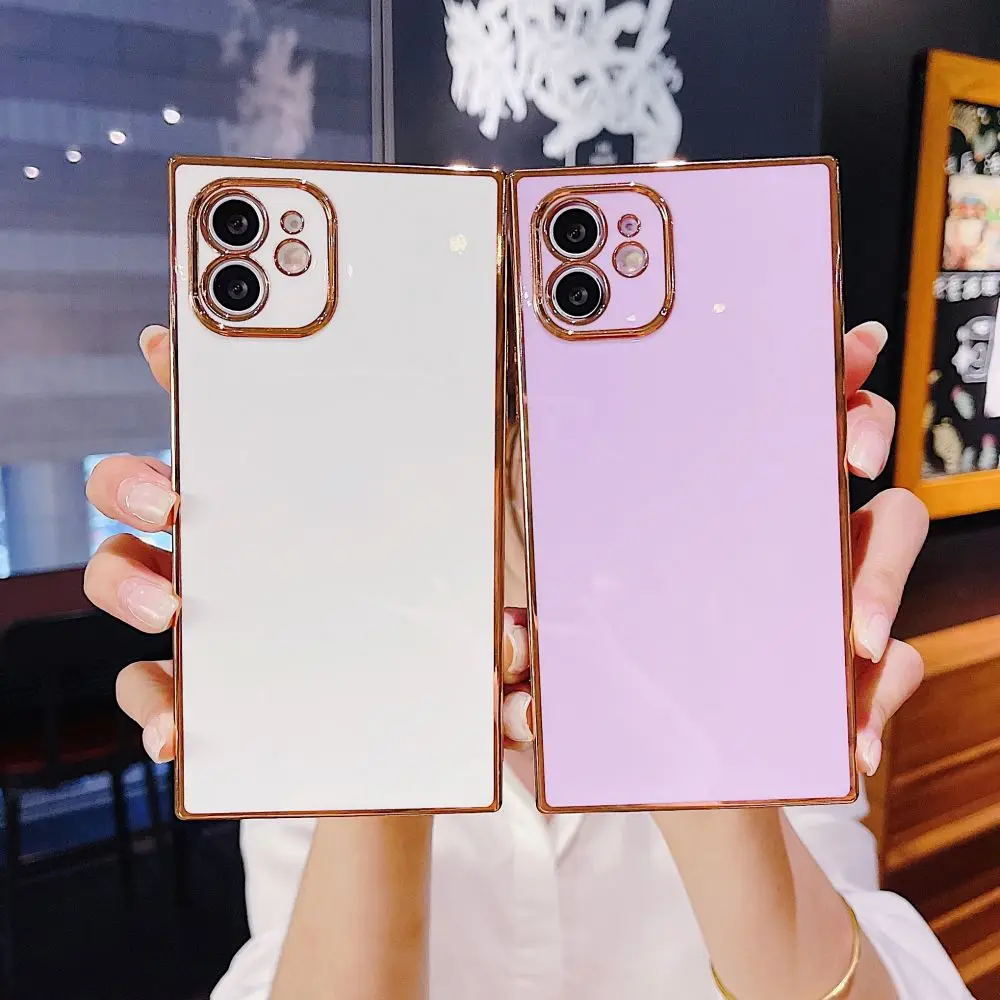 Solid Plated Electroplated Square Phone Case For iPhone 11 Pro Max ...