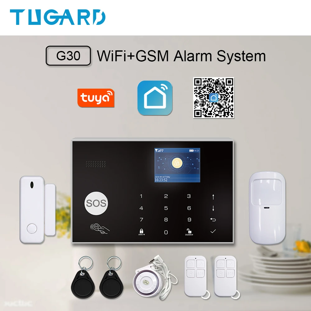 TUGARD G30 Tuya WiFi GSM Home Security Alarm System 433MHz Wireless Burglar Alarm Kit Works With ...