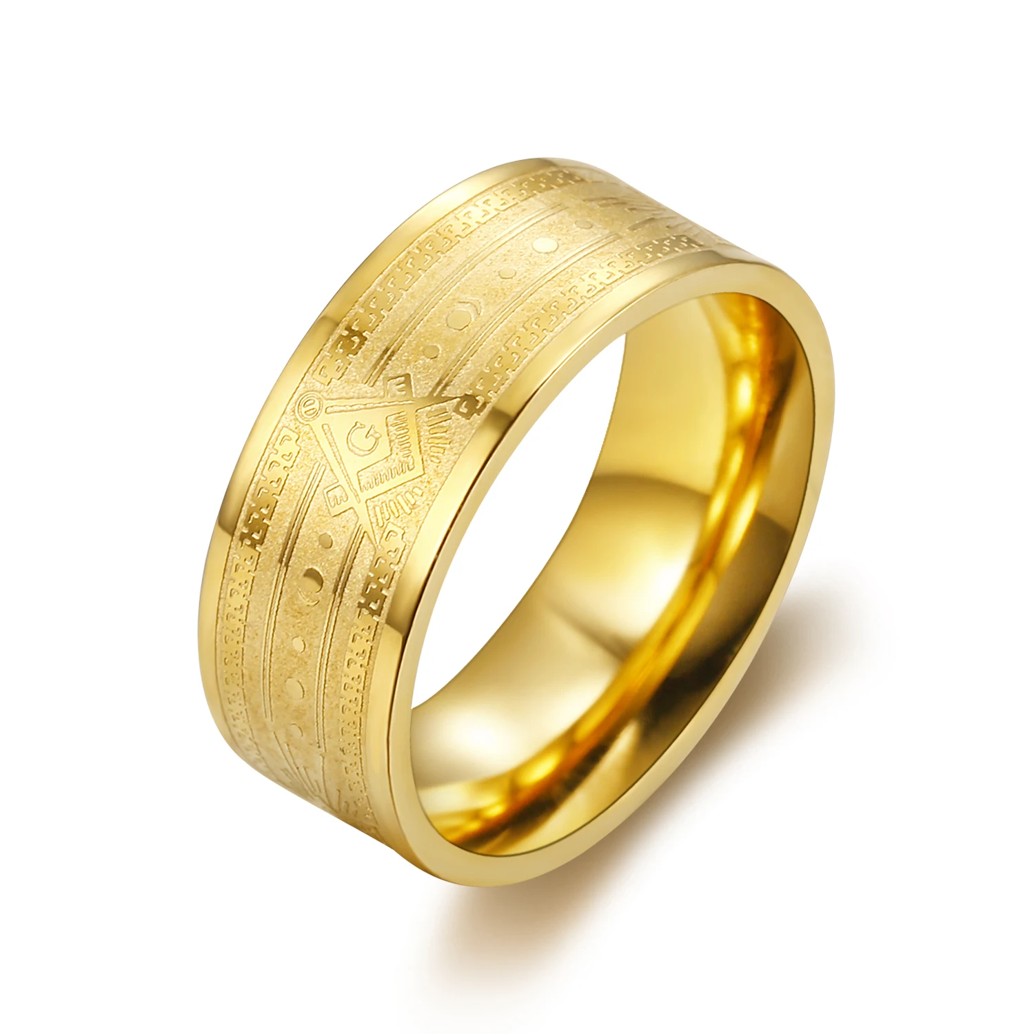 Shinny anillo masónico de Color dorado para mujer, joyería Punk, diseño de banda redonda|Anillos ...