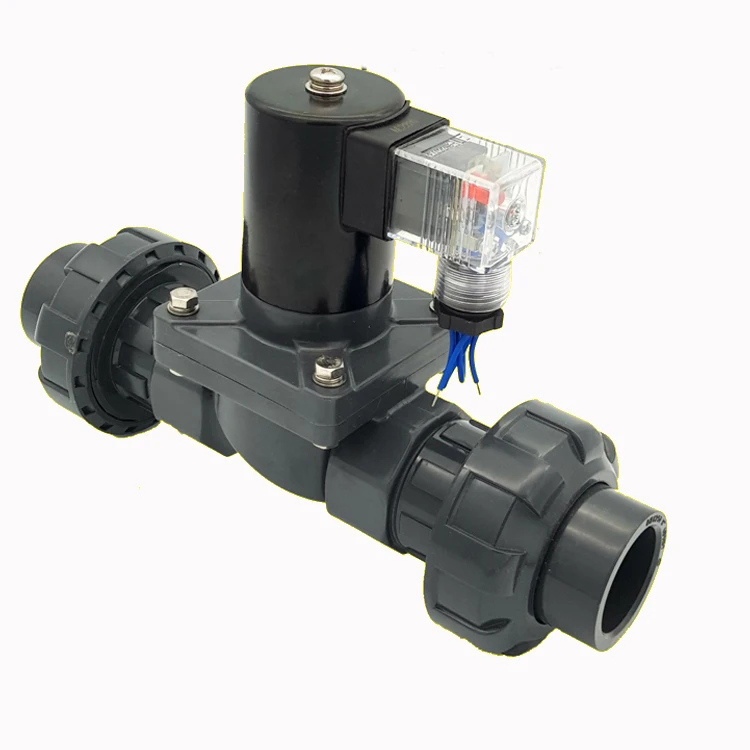 PVC Solenoid Valve DN40 DN50 220V 24V Anti-Corrosion Acid and Alkali Resistant Electromagnetic valve