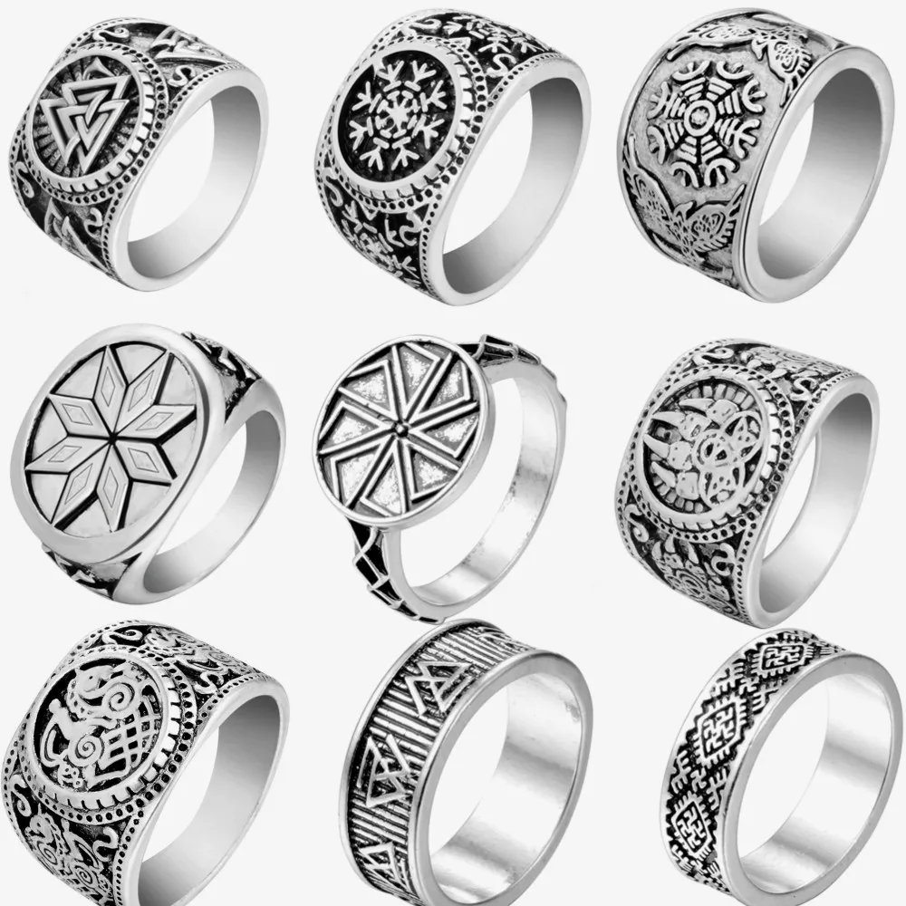 Slavic Kolovrat Symbol Norse Valknut Compass Amulet Viking Ring For ...