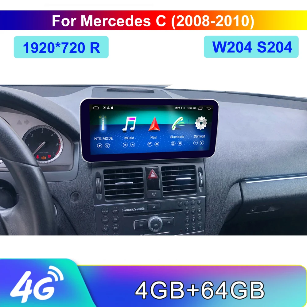 Car Android 10 10.25 inch Display for Benz C Class W204 2008 2010 ...