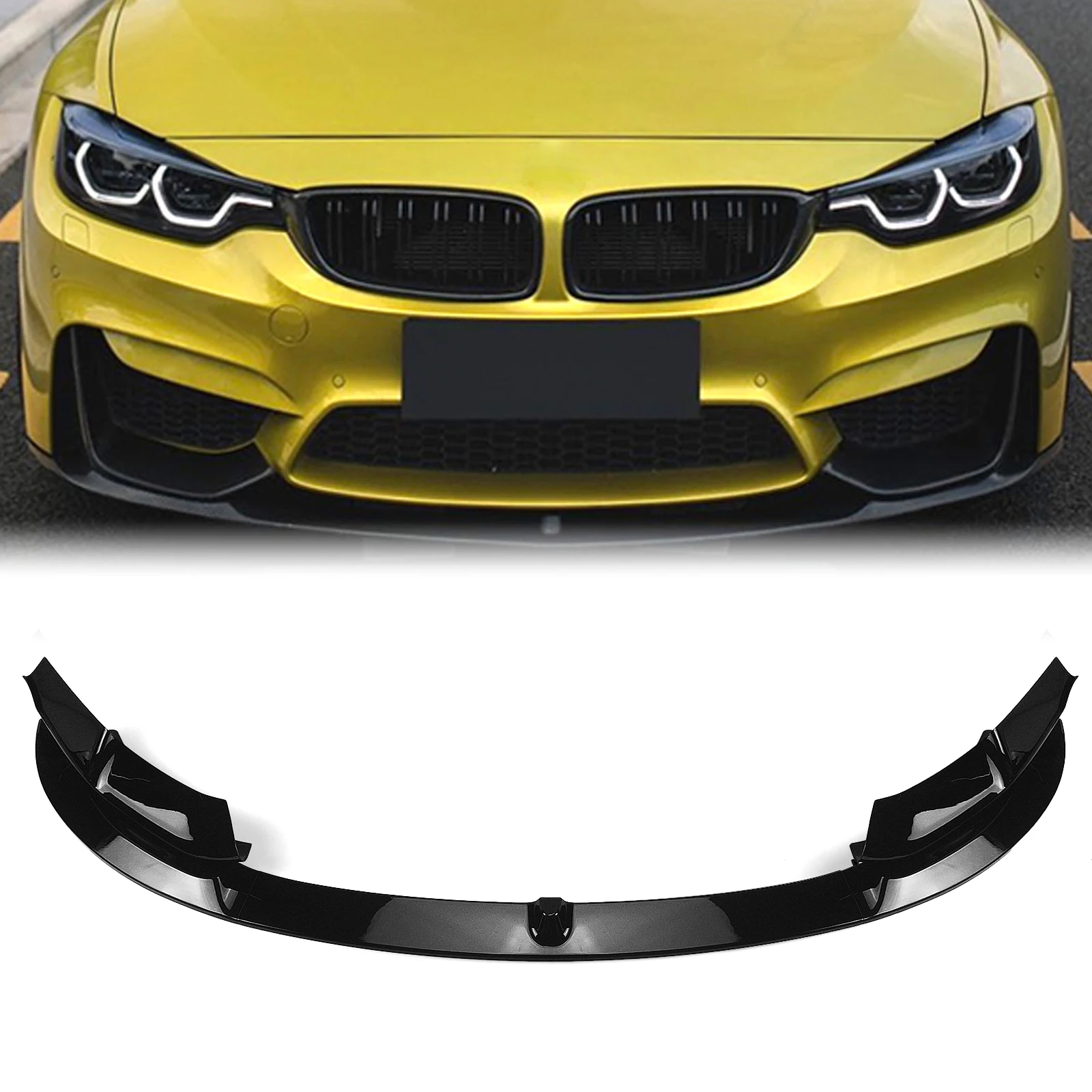 For-BMW-F80-M3-F83-F82-M4-2015-2020-Gloss-Black-Front-Bumper-Spoiler ...