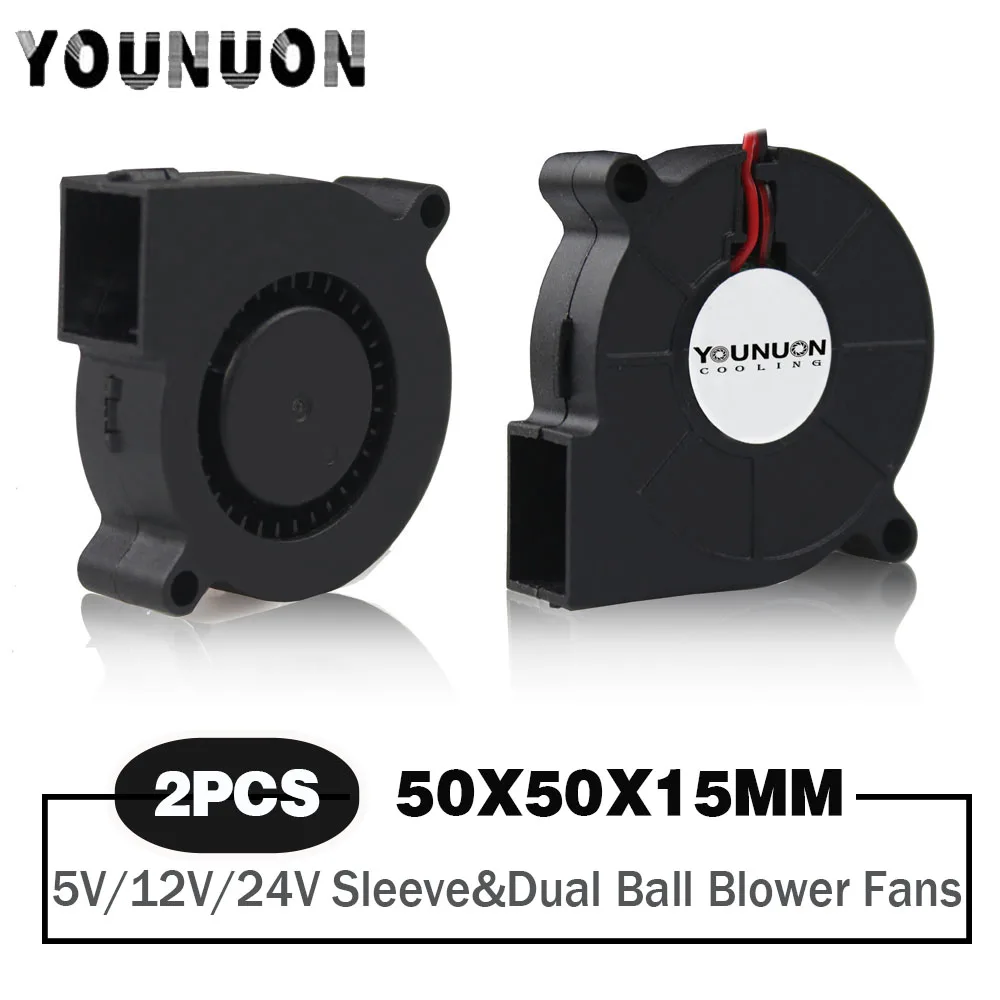 2-Pieces-Dual-Ball-Bearing-50x50x15MM-DC-Blower-Fan-50mm-3D-Printer-Fan ...