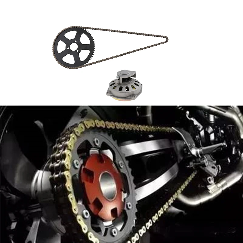 유니버설 25H 68T 리어 체인 스프로킷 68 링크 체인 + 클러치 벨 하우징 드럼 기어 박스 스프로킷, 49cc 미니 모터 ...