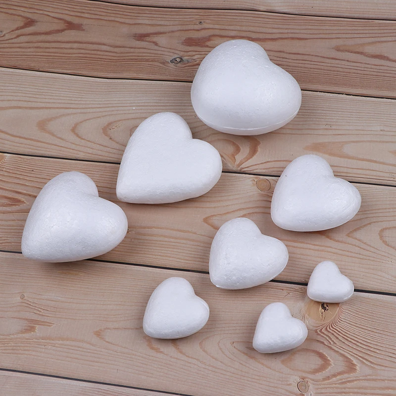 10Pcs New Polystyrene Styrofoam Foam Heart shaped Craft For Christmas ...