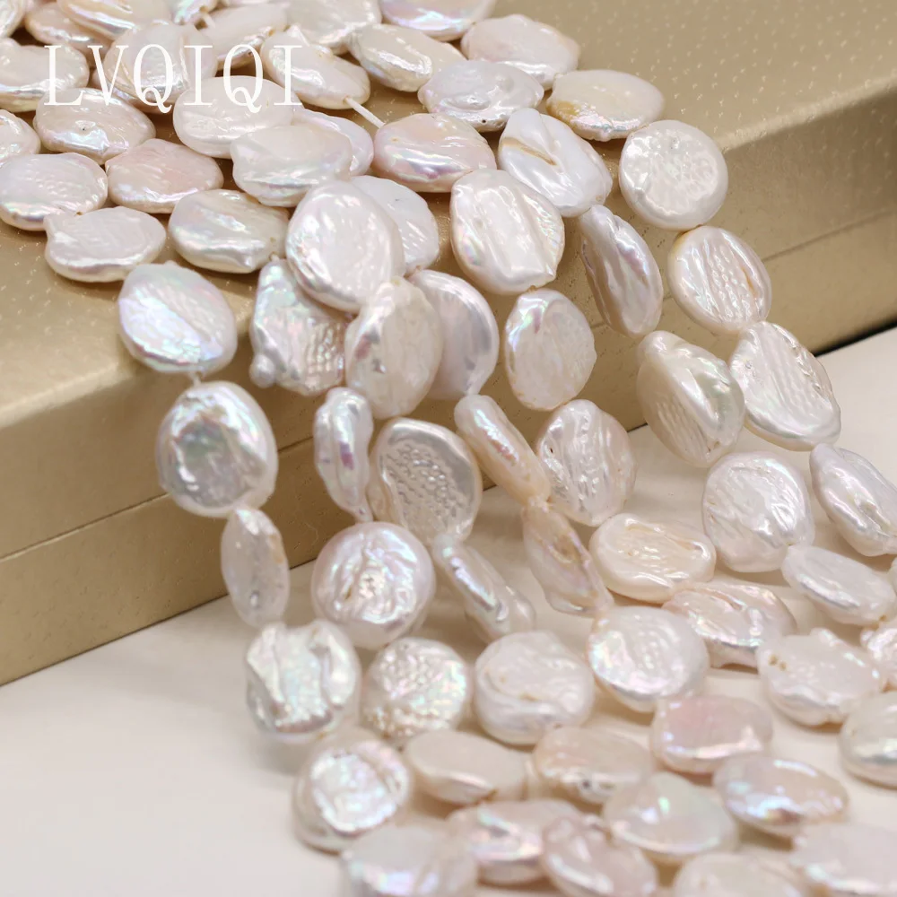 Natural Freshwater Pearl Beads White Baroque Button Loose Pearls For ...