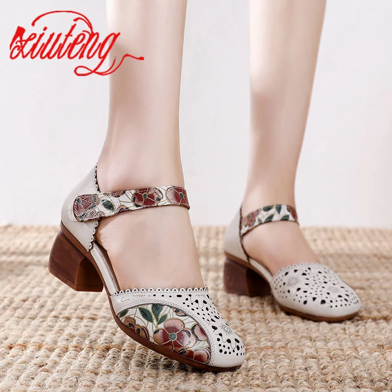 Xiuteng zapatos de tacón grueso con punta redonda para mujer, calzado informal, sin cordones ...