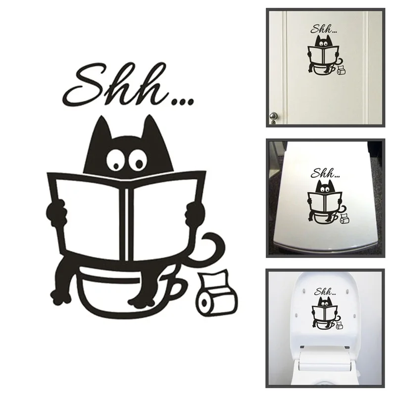 Creative Funny shh... Toilet wall sticker for bathroom door decoration ...