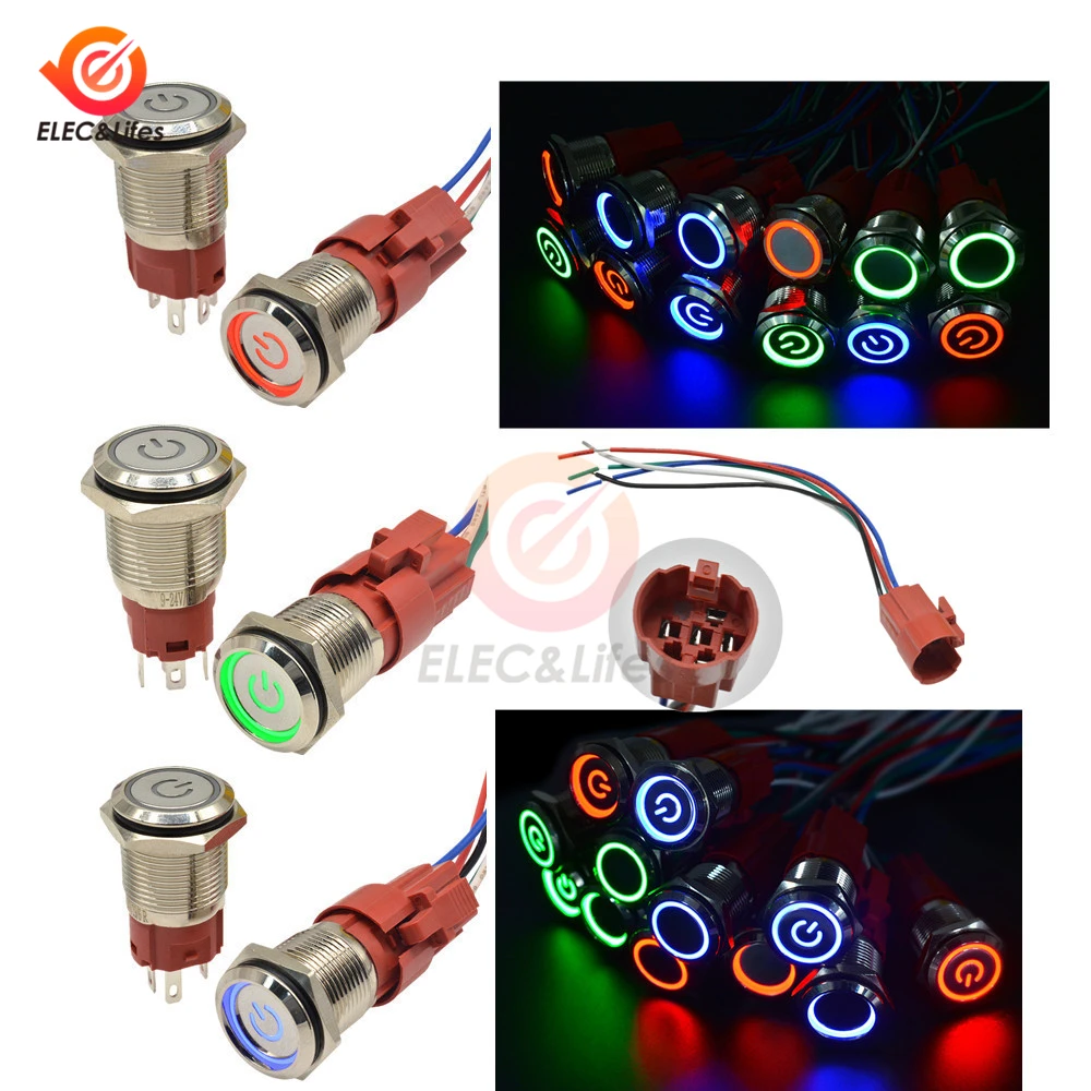 Metal Push Button Switch - Ac 250v 5a 16mm Momentary Latching Metal ...