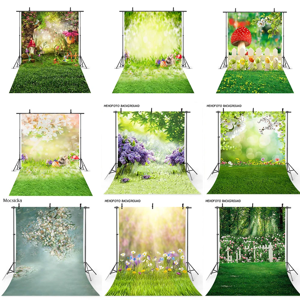Spring Scenery Backdrop Easter Egg Grassland Fairy Tale Forest Children ...