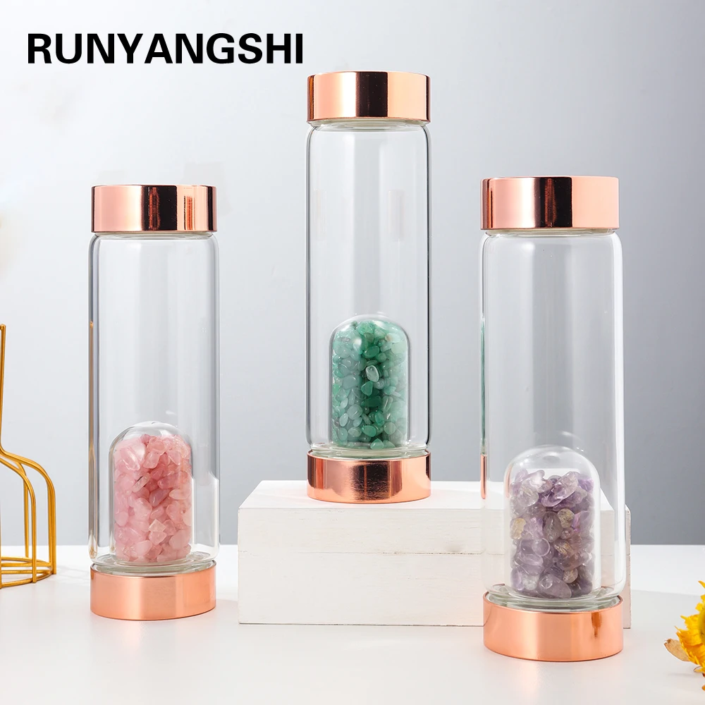 Natural-Crystal-Rose-Gold-Glass-Water-Bottle-Amethyst-Rose-Quartz ...