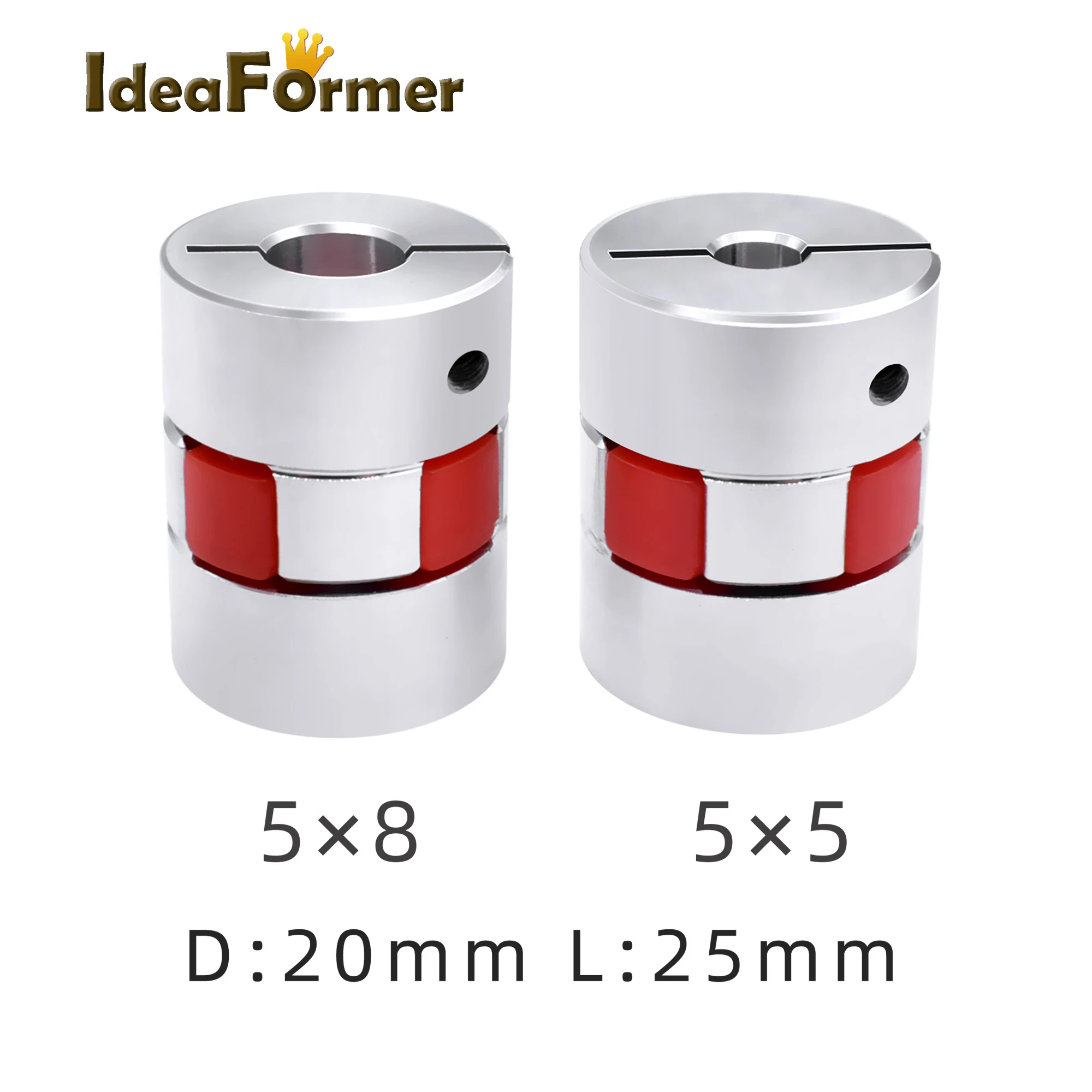 알루미늄 플럼 모양의 클램핑 플렉시블 커플 링 Od20 L25 5mm5mm ~ 8mm Cnc 스테퍼 모터용 샤프트 조 커플러 1 개3d 프린터 부품 And 액세사리