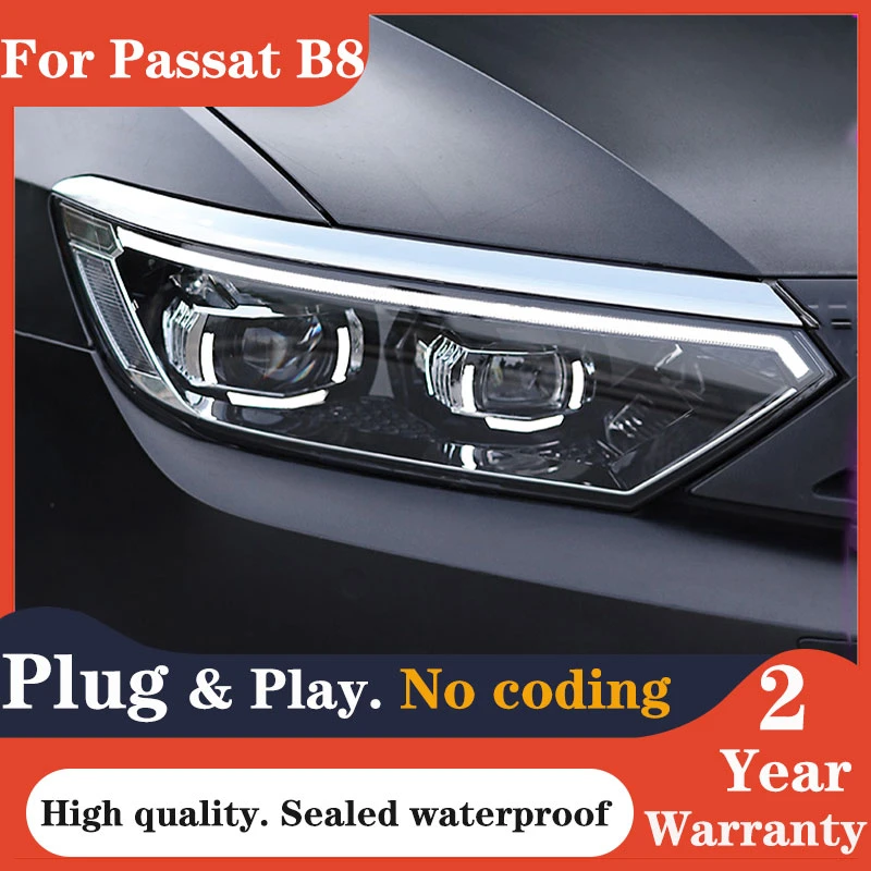 Headlights For VW Passat B8 Europe 2015 2019 DRL Day Running Light Head ...