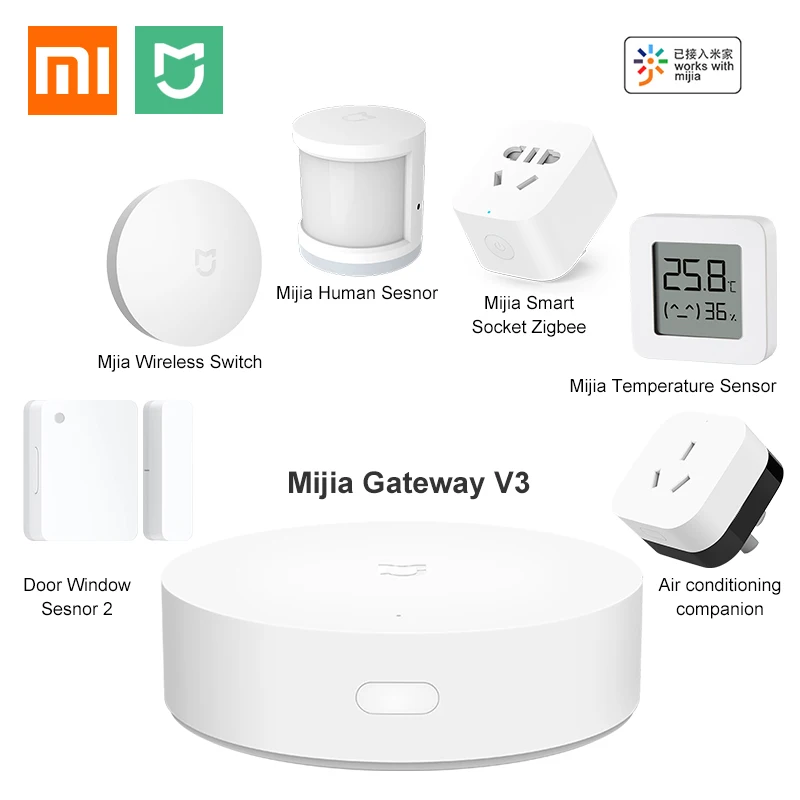 Xiaomi Smart Home Kit Mi Mijia Gateway V3 Zigbee Door Window Sensor ...