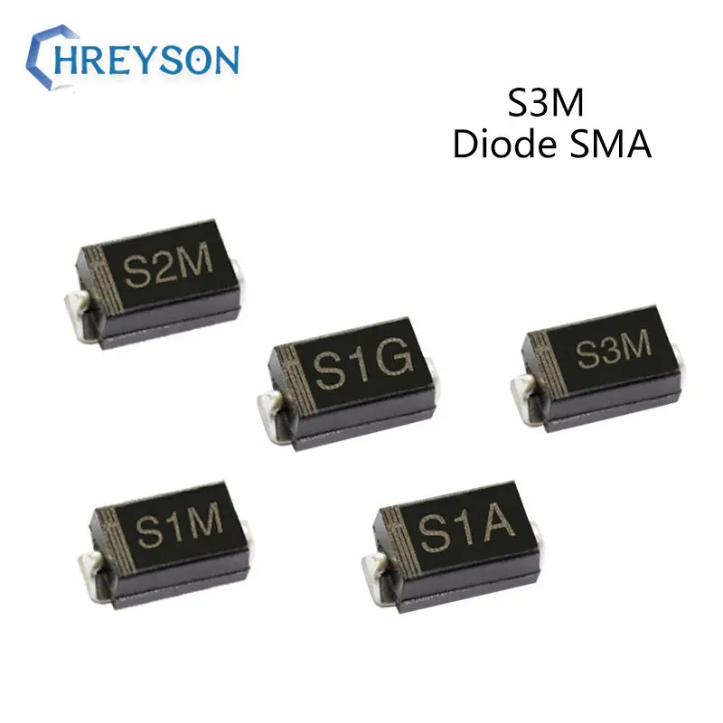 50Pcs-SMD-Rectifier-Diode-S1A-S3M-S1D-S1G-S2M-S1M-3A-50V-100V-200V-400V ...