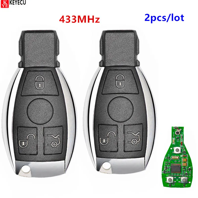 Keyecu 2pcs New Replacement Remote Key Fob 3 Button 433mhz For Mercedes ...