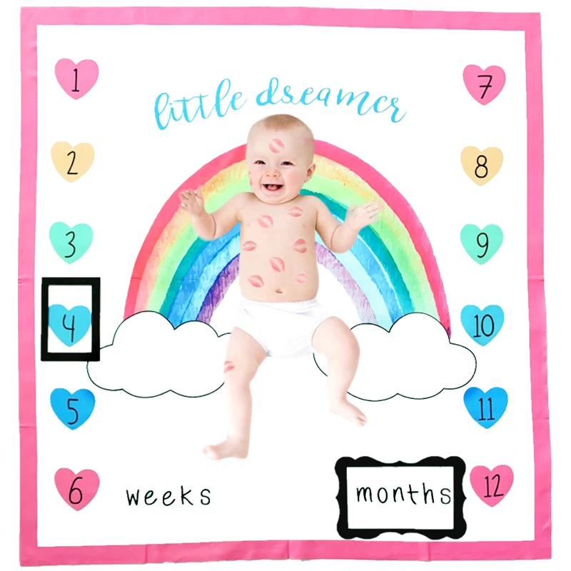 Backdrops Newborn Baby Monthly Milestone Blanket Play Mat Growth Photo ...