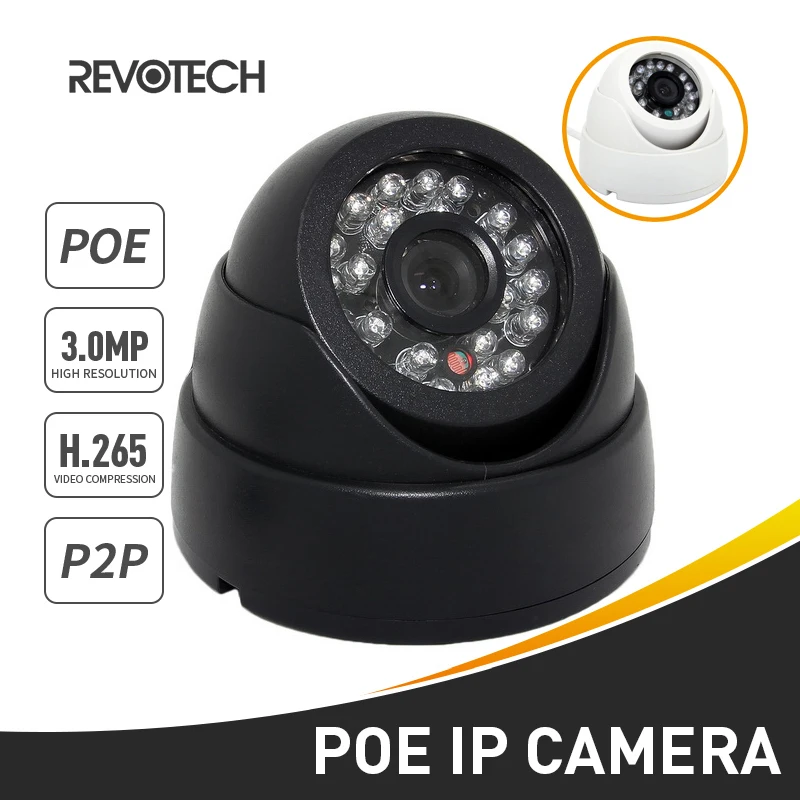 Revotech-Indoor-IP-Camera-H-265-POE-HD-3MP-24-LED-IR-Dome-ONVIF ...