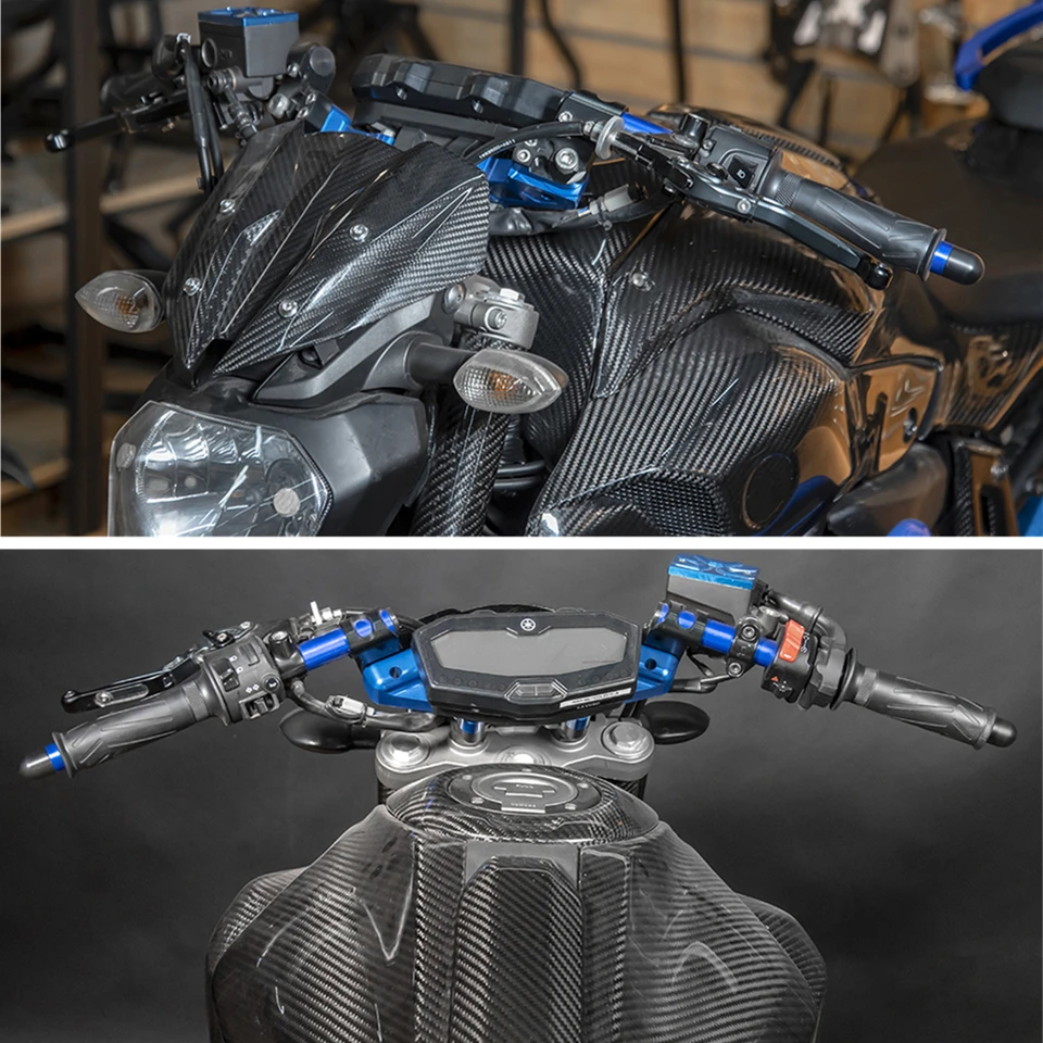 Motorcycle 7/8" 22mm Tracker Drag Handlebar For Yamaha MT07 09 FZ07 ...