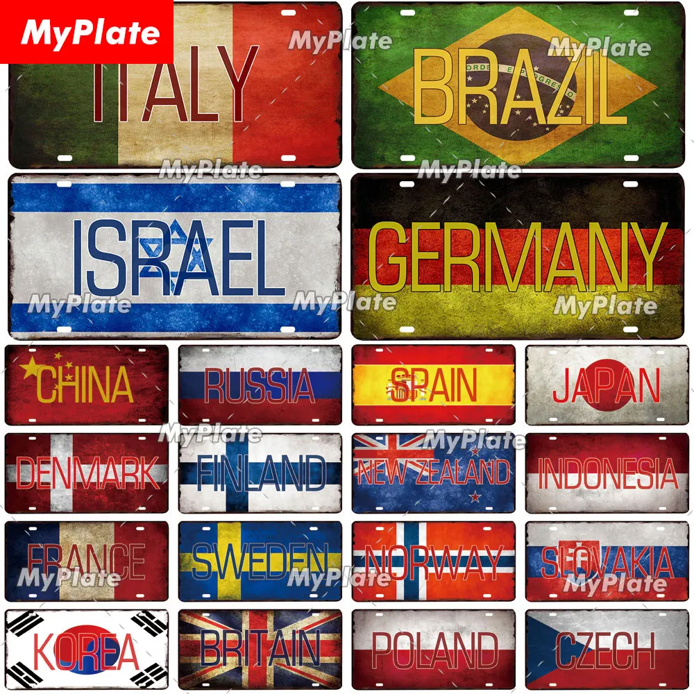 MyPlate-Vintage-Country-Flag-Poster-Licenses-Plate-Metal-Sign-Tin-Sign ...