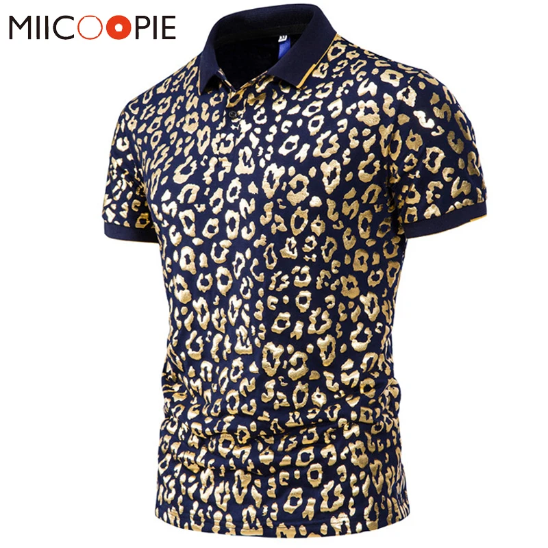 Leopard Print Men Polo Shirt 2021 New Summer Brand Night Club Gold ...