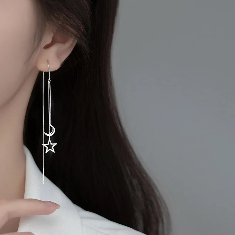 New-Fashion-korean-earrings-for-Women-luxurious-Chain-Tassel-Drop-Earrings-Retro-Silver-Color ...