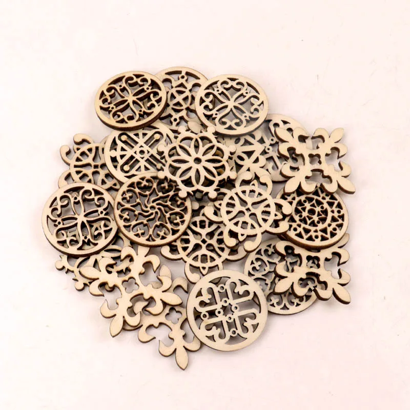 30pcs Round wood chip snowflake shape Scrapbooking Square wood chips ...