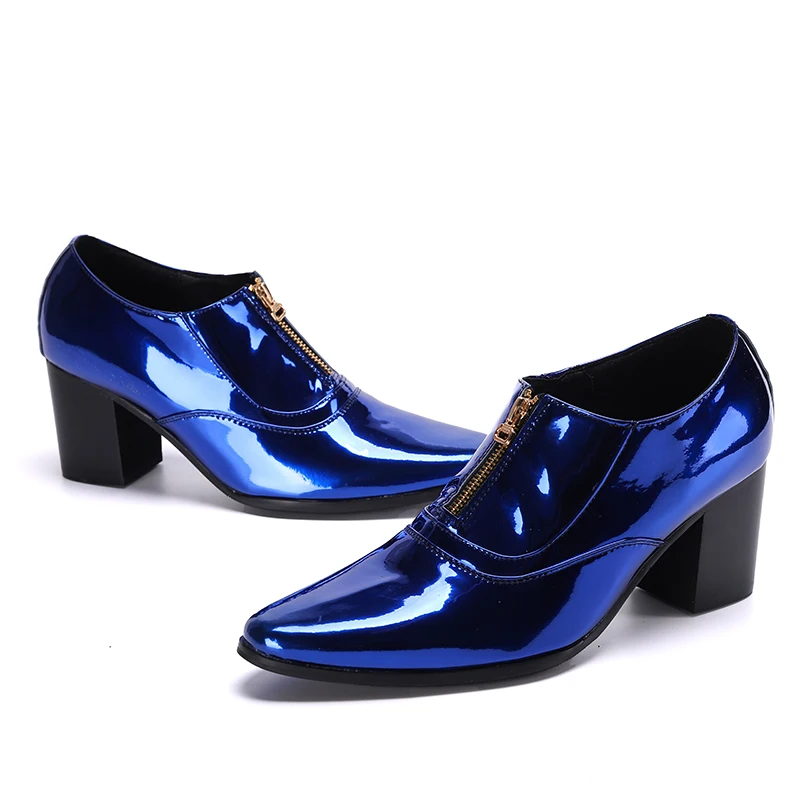 New-Fashion-Blue-Patent-Leather-Men-Formal-Dress-Shoes-Big-Size-High ...