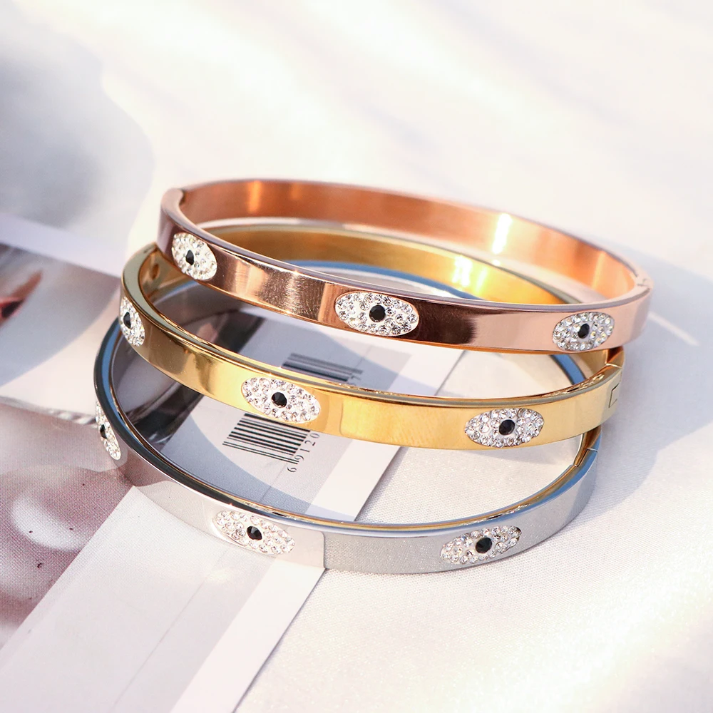 Fashion Luxury Steel Bangles 6 | Crystal Stainless Steel Bangle ...