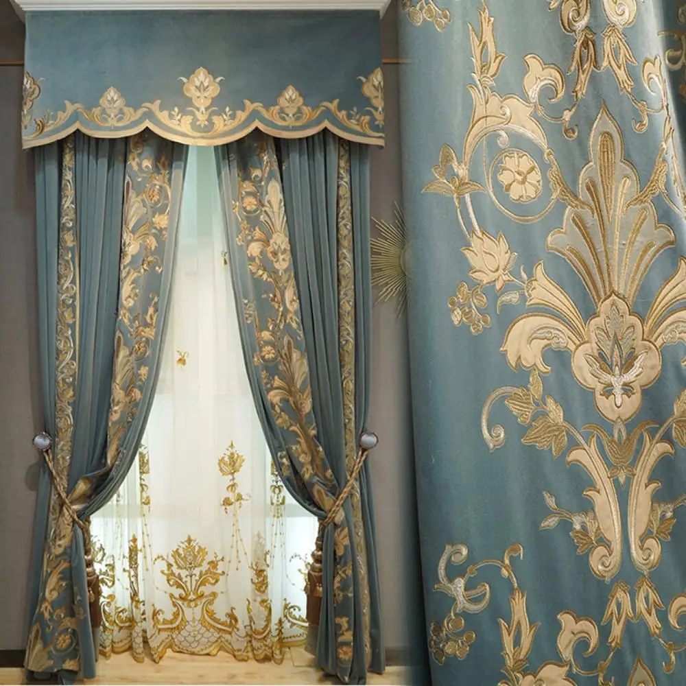 Custom-curtains-High-quality-French-flannel-embroidered-velvet-thick ...