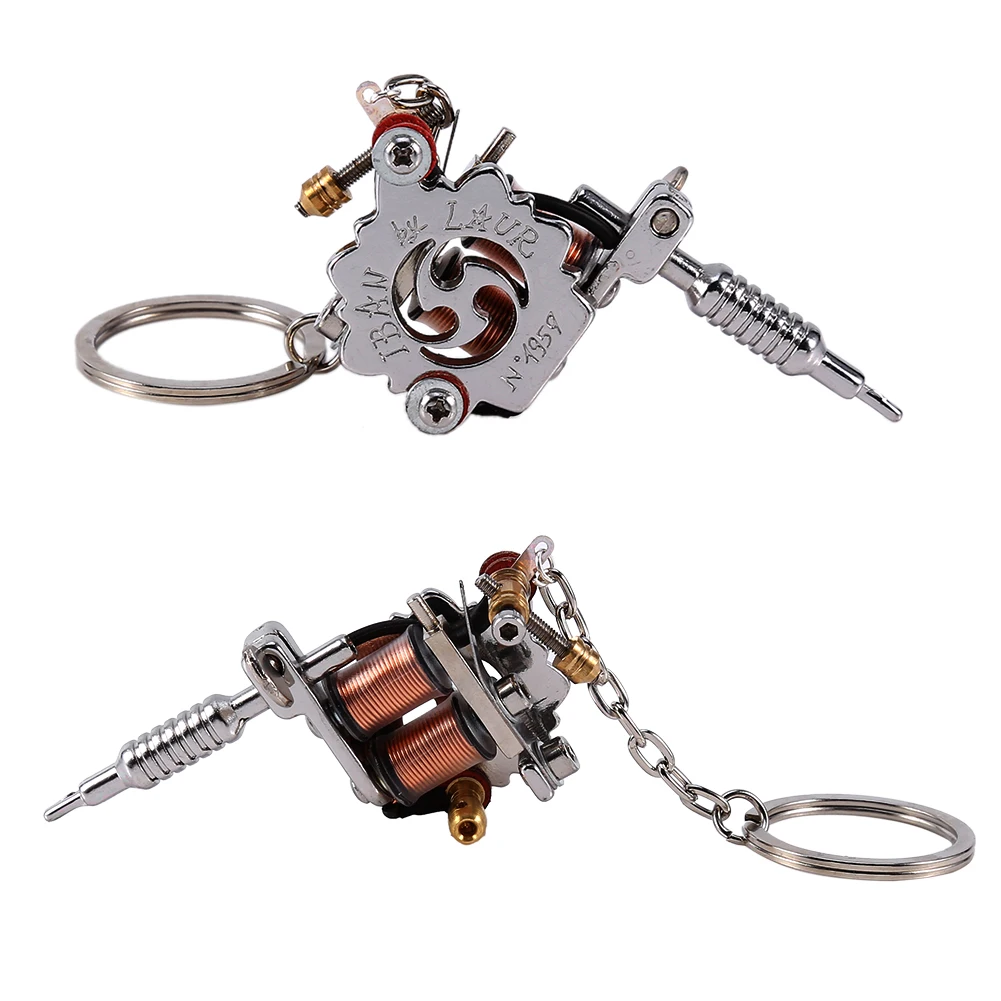 1PC Vintage Mini Lettering Tattoo Machine Tattoo Gun Charm Key Chain ...