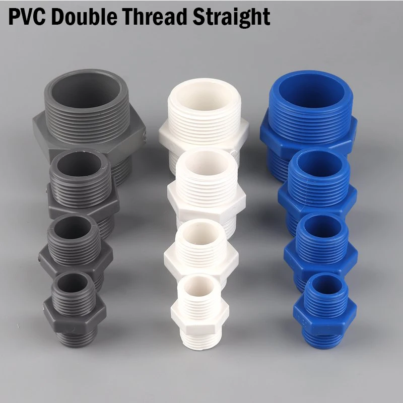2Pcs-1-2-3-4-1Inch-PVC-Pipe-Double-Thread-Equal-Straight-Connector ...