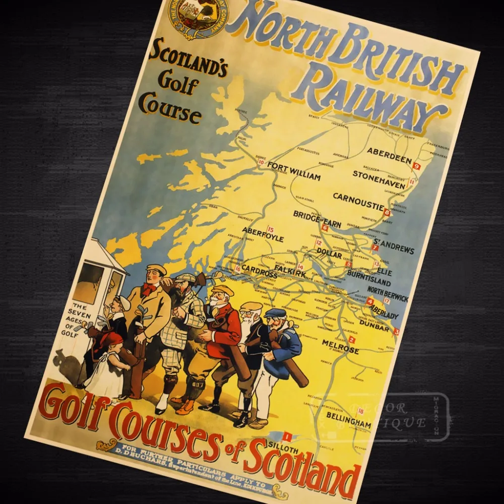 North-British-Railway-Map-Classic-Vintage-Retro-Kraft-Canvas-Paintings ...