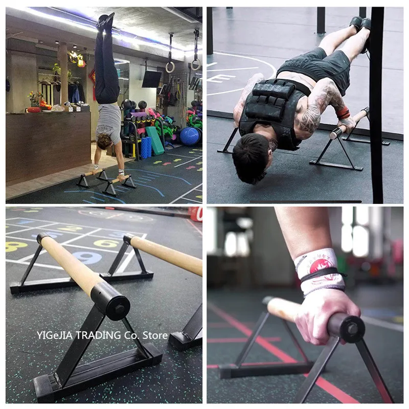 Push-Up Stand, Beech Upside Down Parallel Bars Fitness Equipment ...