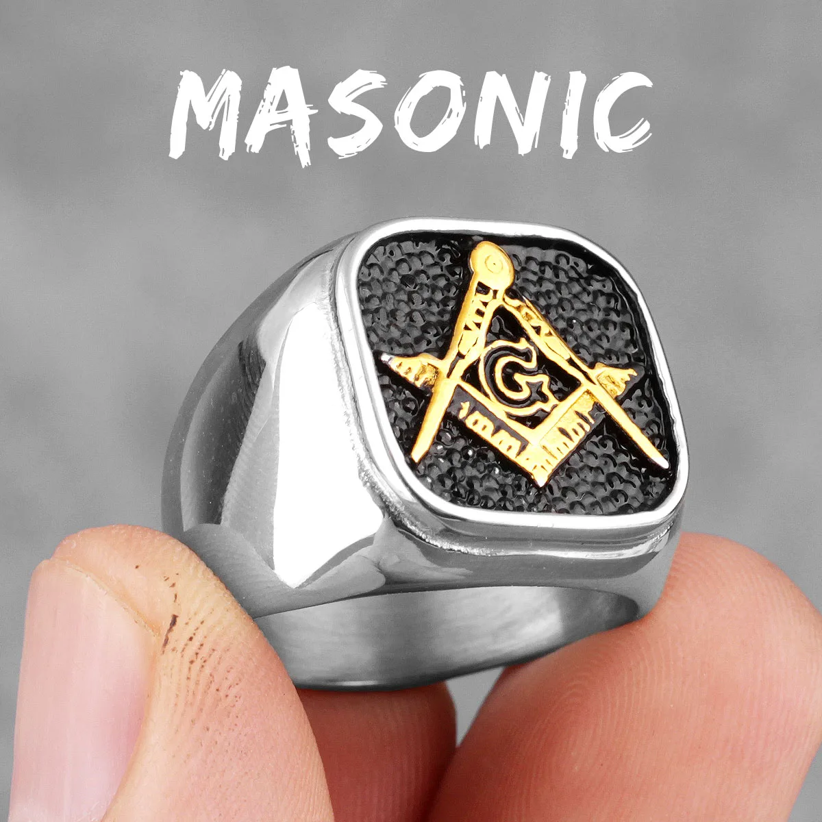 Simple Stainless Steel Masonic Rings