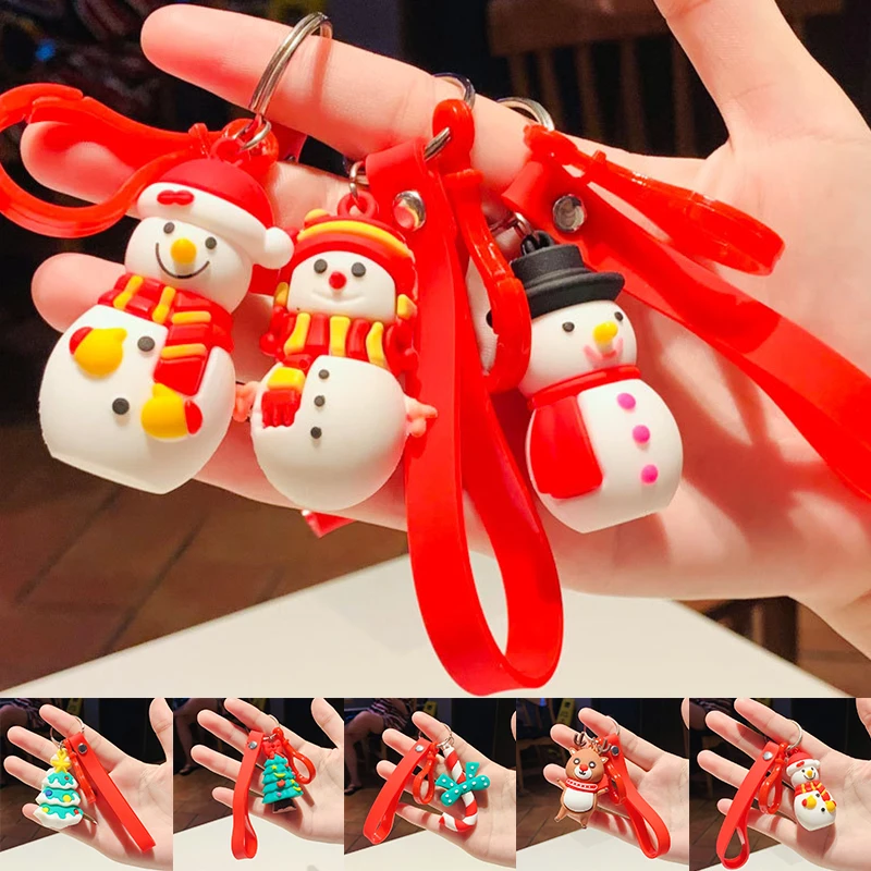 Merry Christmas Keychains Cartoon Santa Claus Elk Snowman Keychain For ...
